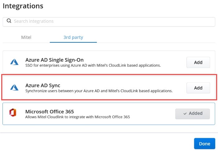 Mise à disposition des utilisateurs d'Azure Active Directory dans CloudLink